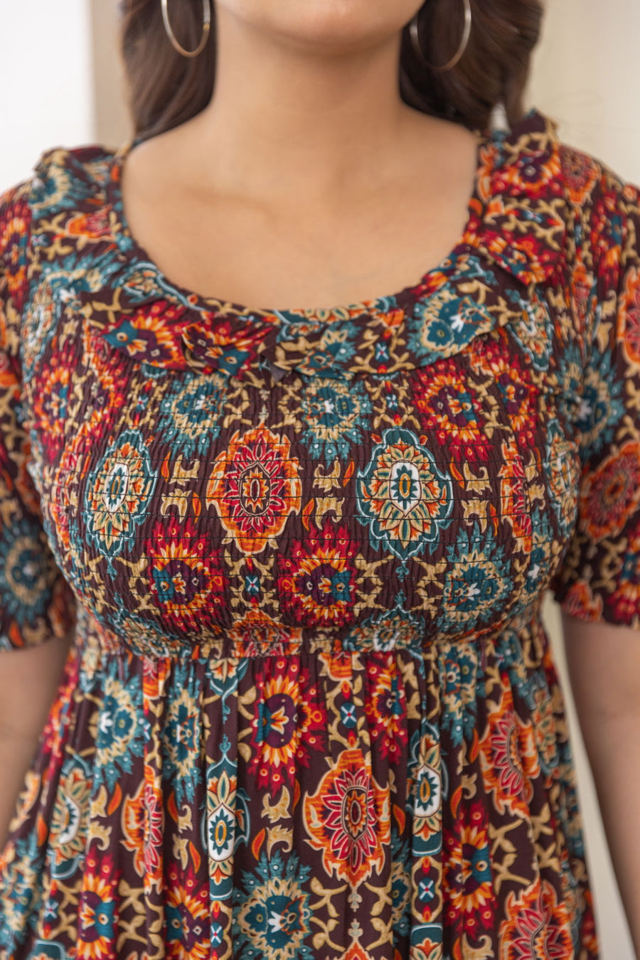 Multi Smocked Nursing Maxi Dress – Vibrant & Comfortable Fit