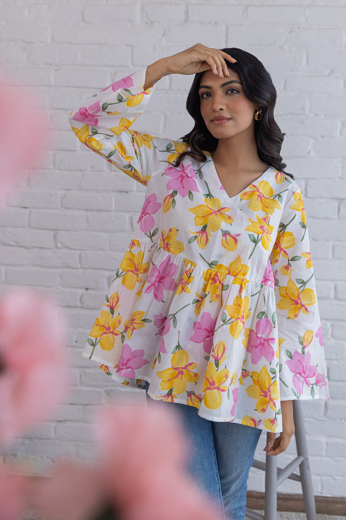 White Angrakha Cotton Top – Traditional Elegance with a Modern Twist